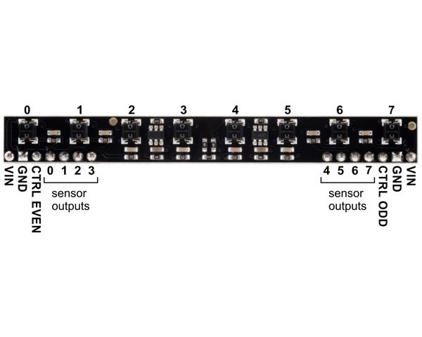 Pololu - 8-Channel QTRX Sensor Array for Romi/TI-RSLK MAX (Through-Hole ...