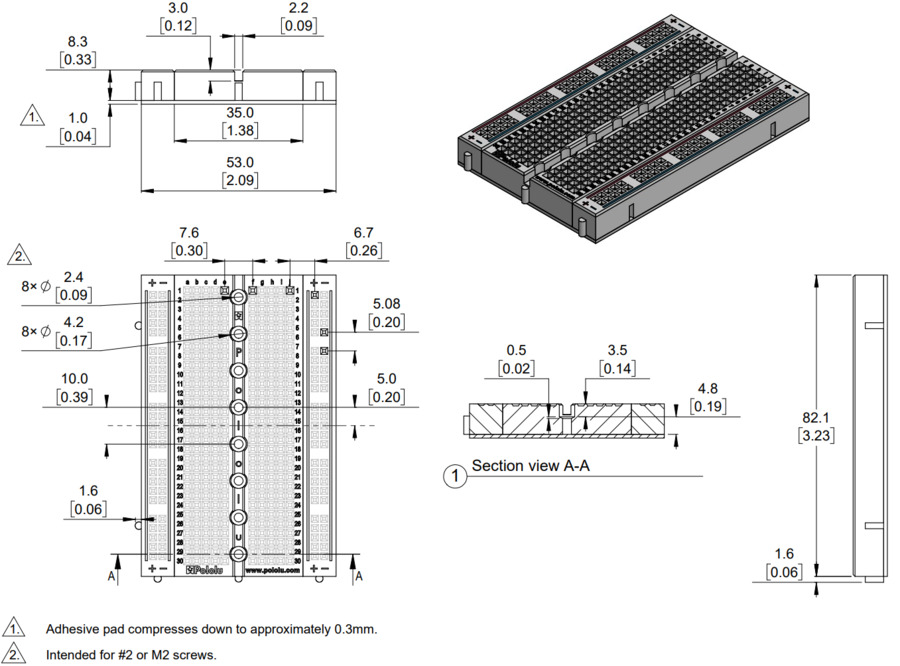 Pololu 400 Point Breadboard With Mounting Holes Pololu 400 Point Breadboard With Mounting Holes