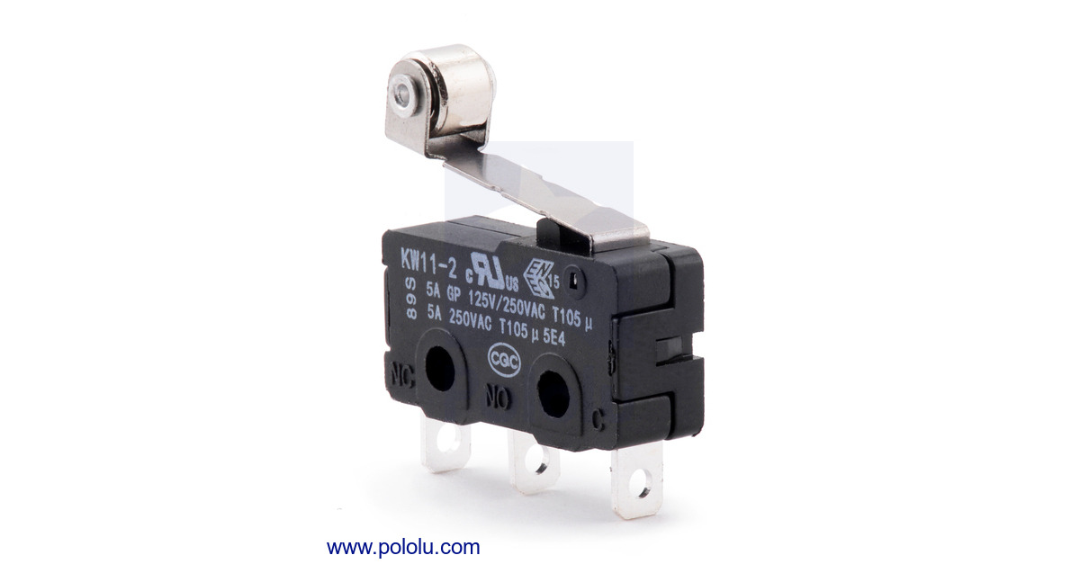Pololu - Snap-Action Switch with 16.3mm Roller Lever: 3-Pin, SPDT, 5A