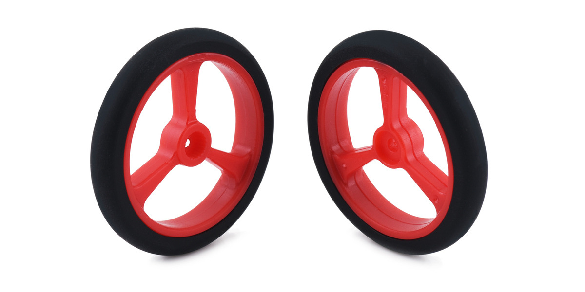 Pololu Wheel for Micro Servo Splines (21T, 4.8mm) - 40×7mm, Red, 2-Pack