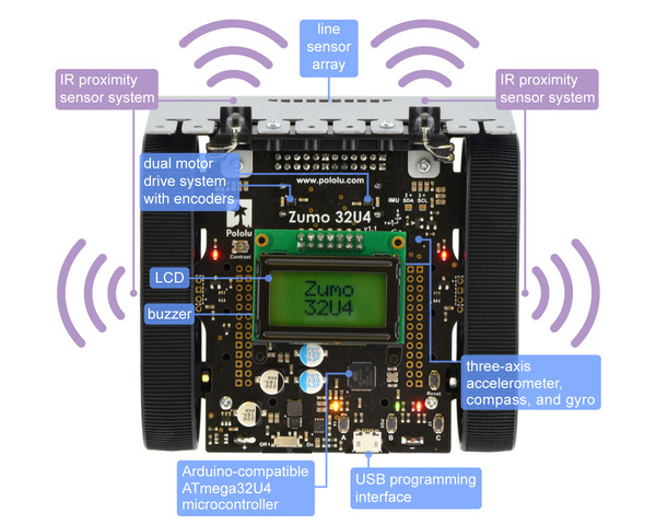 Pololu - Zumo 32U4 Robot (Assembled with 75:1 HP Motors)