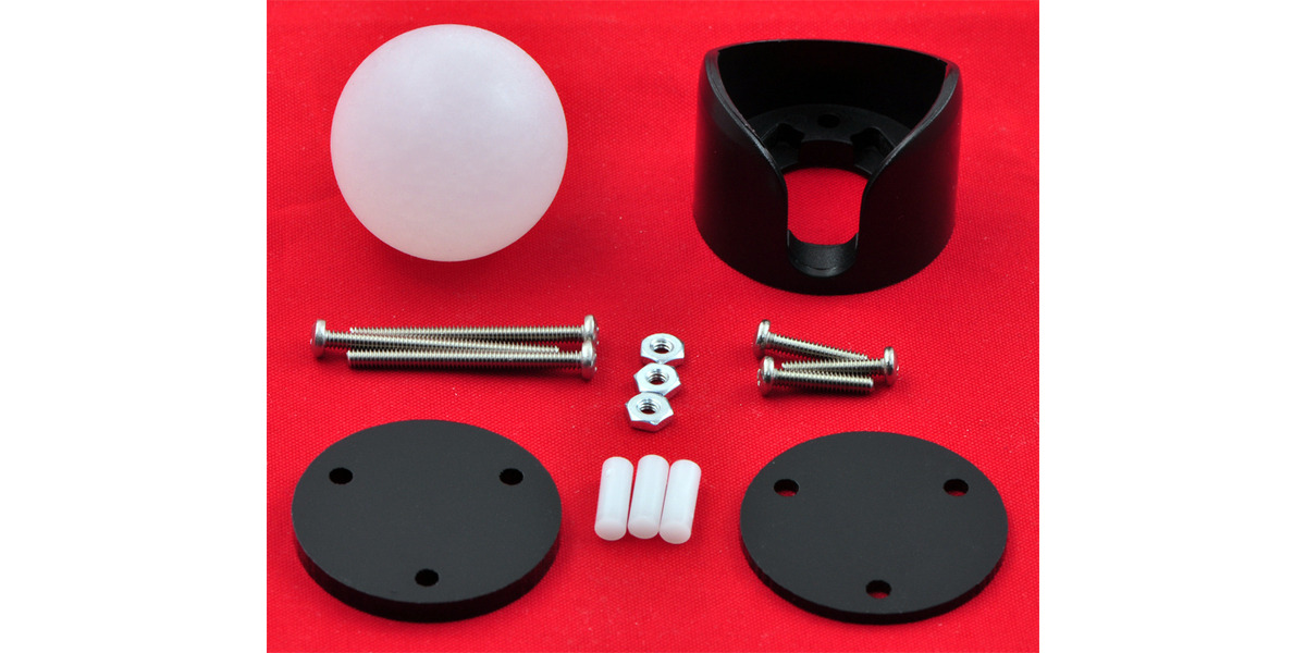Pololu ball caster with 1 inch plastic ball with included hardware.