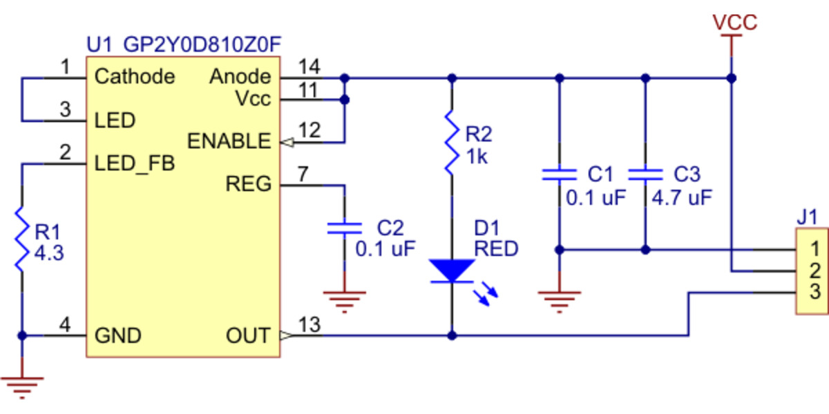 Pololu carrier for Sharp GP2Y0D805Z0F, GP2Y0D810Z0F, and GP2Y0D815Z0F ...