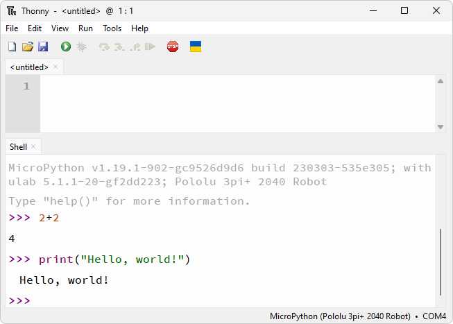 Pololu - 5.3. Using the Thonny editor