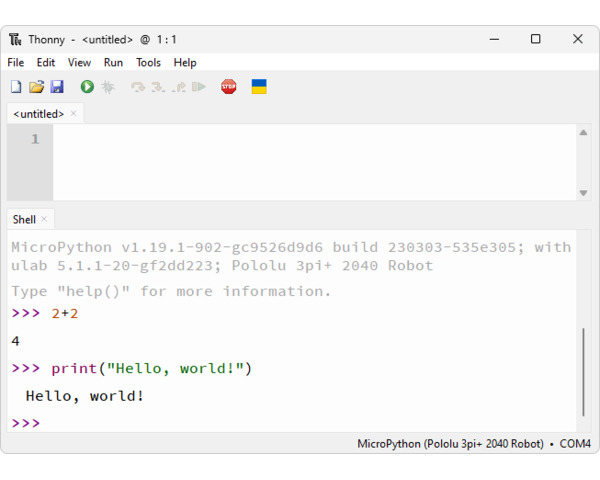 Pololu - 5.3. Using the Thonny editor