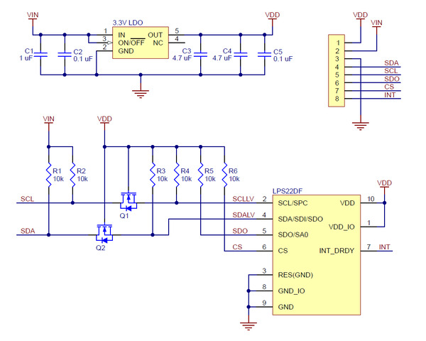 LPS22DF Pressure/Altitude Sensor Carrier with Voltage Regulator | Buy ...
