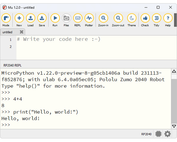 Pololu - 5.4. Using the Mu editor