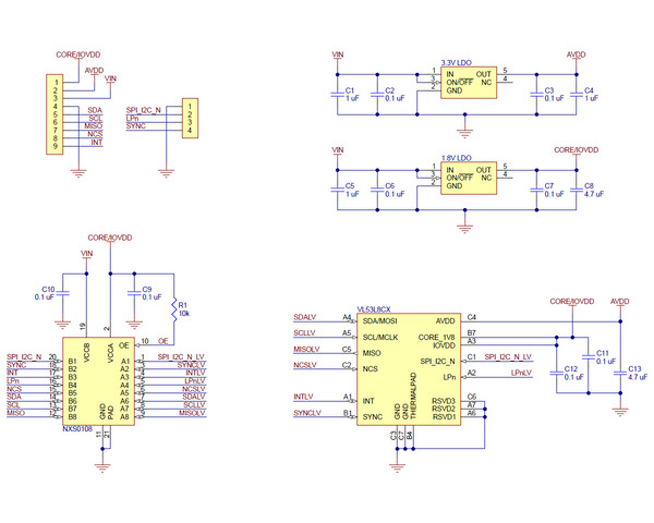 VL53L8CX Time-of-Flight 8×8-Zone Distance Sensor Carrier with Voltage ...