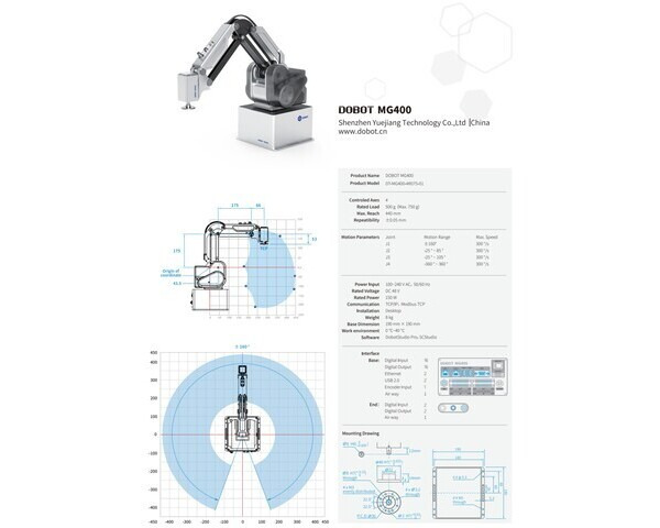 Pololu - Dobot MG400 Desktop Cobot Robotic Arm