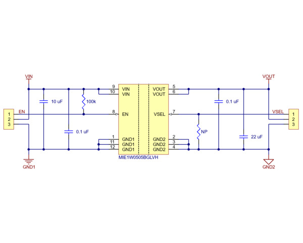 Pololu - Isolated DC-DC Power Module, MIE1W0505BGLVH, 5V/3.3V, 200mA