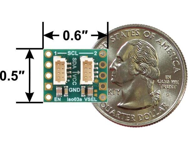 Pololu I²C Isolator with Isolated Power, ISO1640, MIE1W0505BGLVH, 5V/3 ...