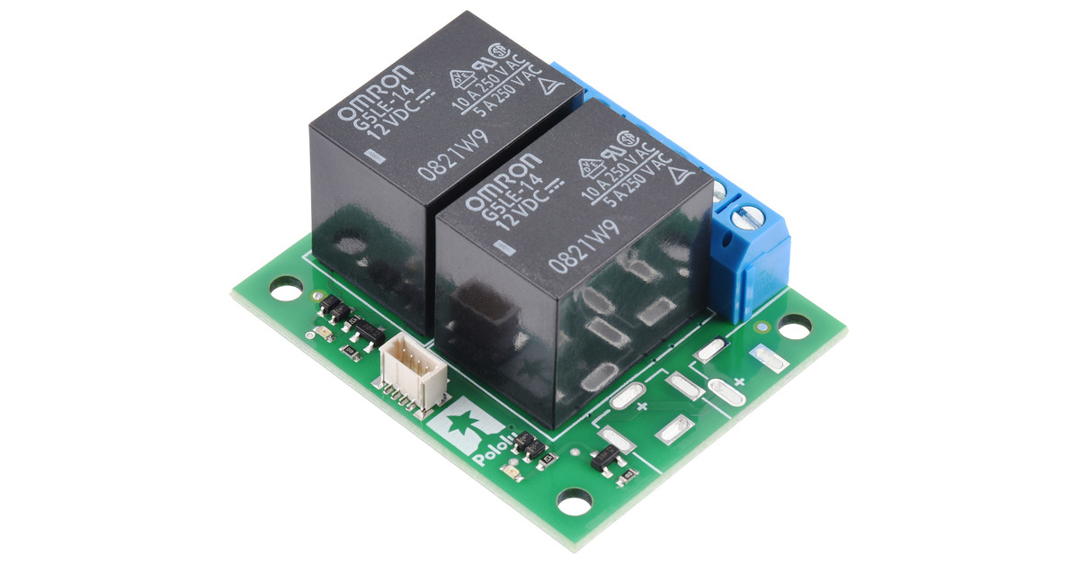 Pololu Basic 2-Channel SPDT Relay Carrier with 12VDC Relays, Terminal ...