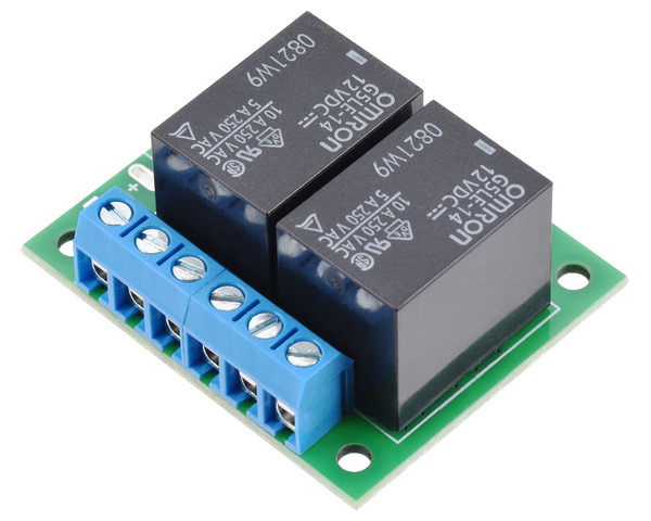 Pololu Basic 2-Channel SPDT Relay Carrier with 12VDC Relays, Terminal ...