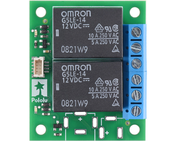 Pololu Basic 2-Channel SPDT Relay Carrier with 12VDC Relays, Terminal Blocks, and JST SH-Style ...