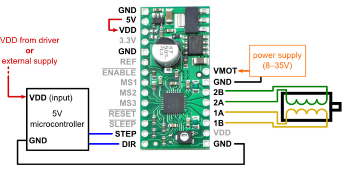 Pololu - Minimal wiring diagram for wiring a 5V microcontroller to an ...