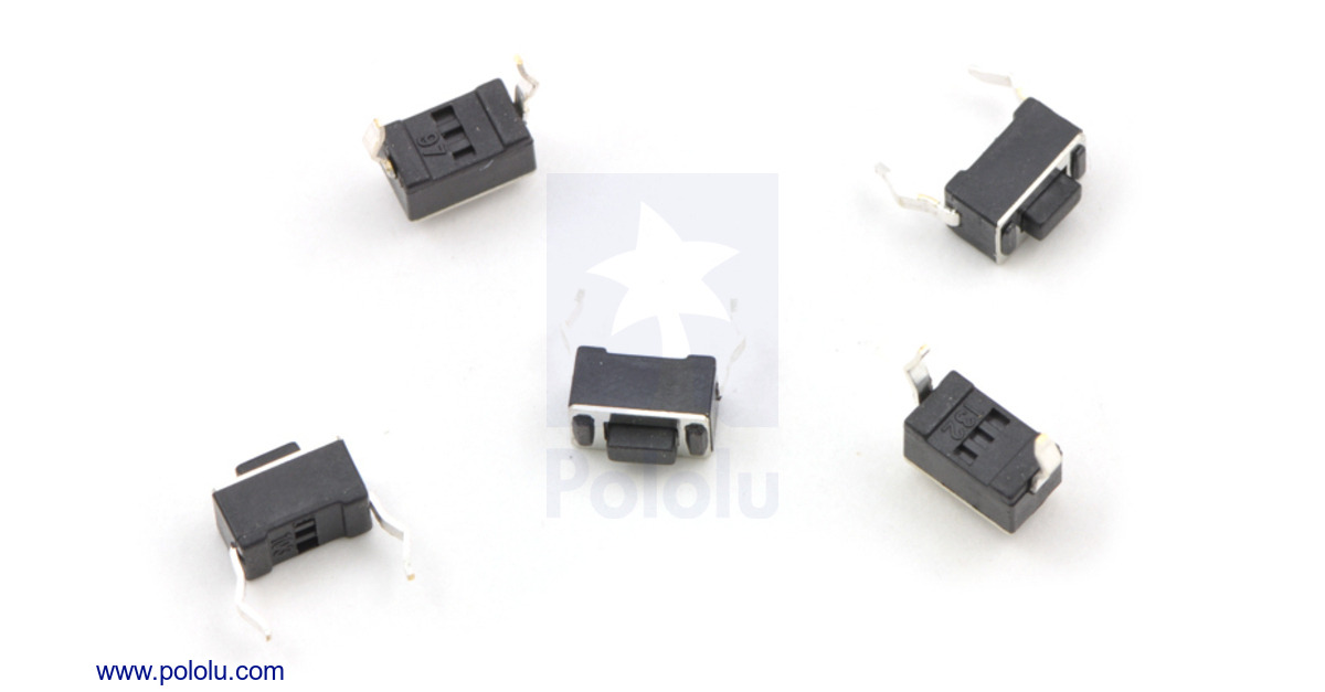 Pololu - Mini Pushbutton Switch: PCB-Mount, 2-Pin, SPST, 50mA (5-Pack)