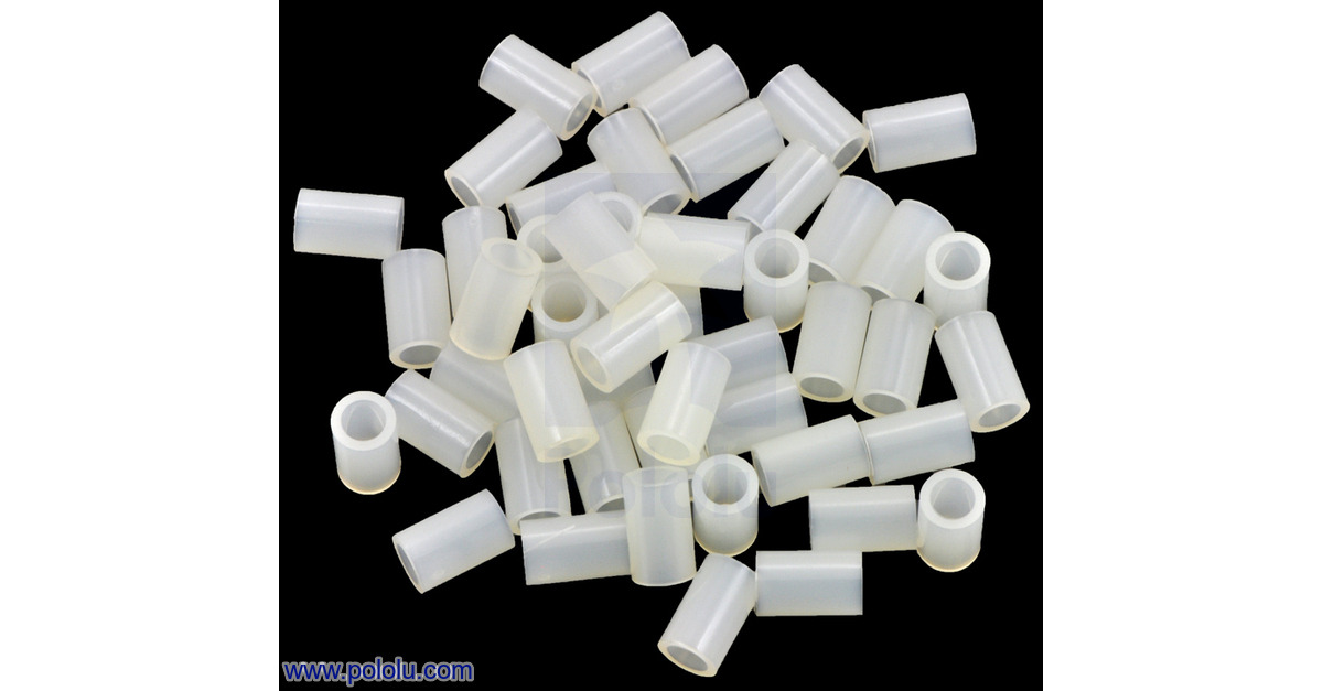 Pololu - Nylon Spacer: 8mm Length, 5mm OD, 3.3mm ID (50-Pack)
