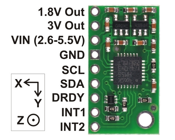 Pololu - LSM303DLM 3D Compass and Accelerometer Carrier with Voltage ...