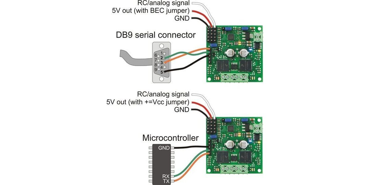 Pololu - TReX Jr RC/serial input signal connections