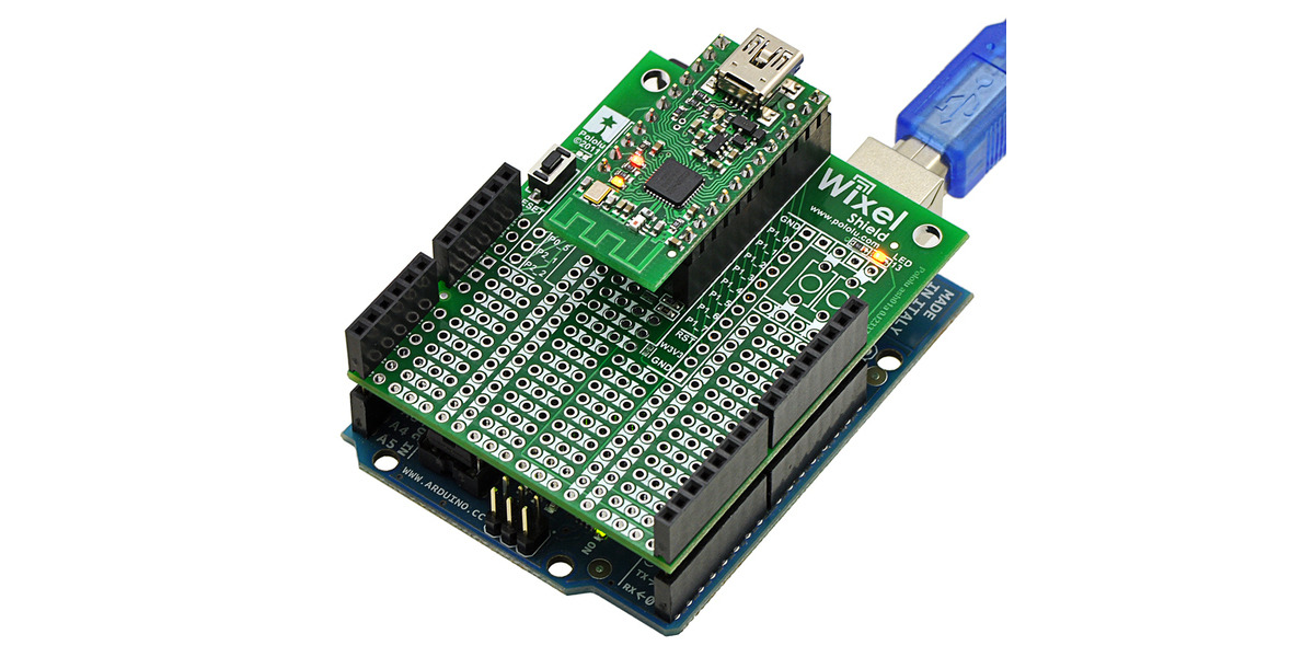Pololu - Wixel shield for Arduino with the Arduino’s USB port connected.