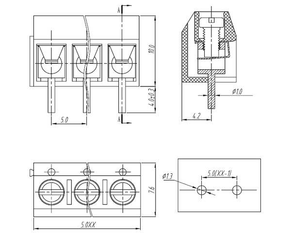 Pololu - Screw Terminal Block: 2-Pin, 5 mm Pitch, Side Entry (4-Pack)