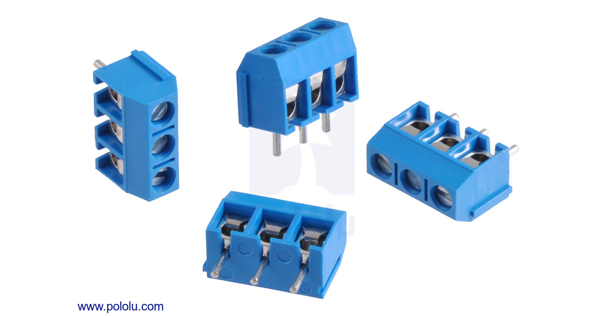 Pololu - Screw Terminal Block: 3-Pin, 5 mm Pitch, Side Entry (4-Pack)