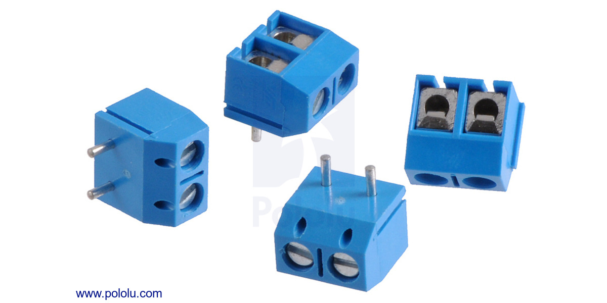 Pololu - Screw Terminal Block: 2-Pin, 5 mm Pitch, Top Entry (4-Pack)