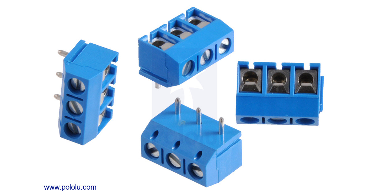 Pololu - Screw Terminal Block: 3-Pin, 5 mm Pitch, Top Entry (4-Pack)