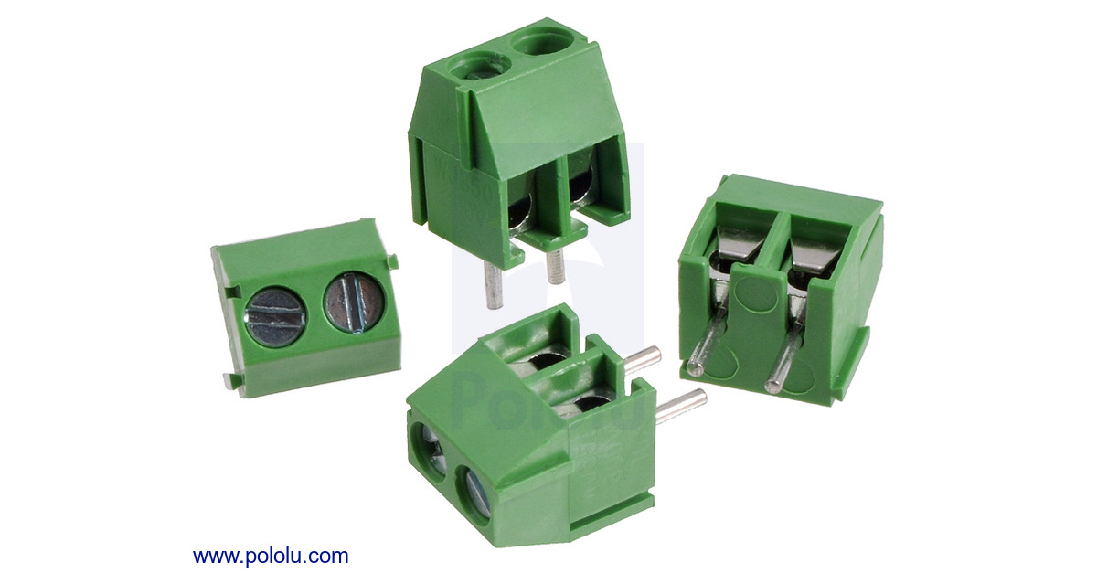 Pololu - Screw Terminal Block: 2-Pin, 3.5 mm Pitch, Side Entry (4-Pack)