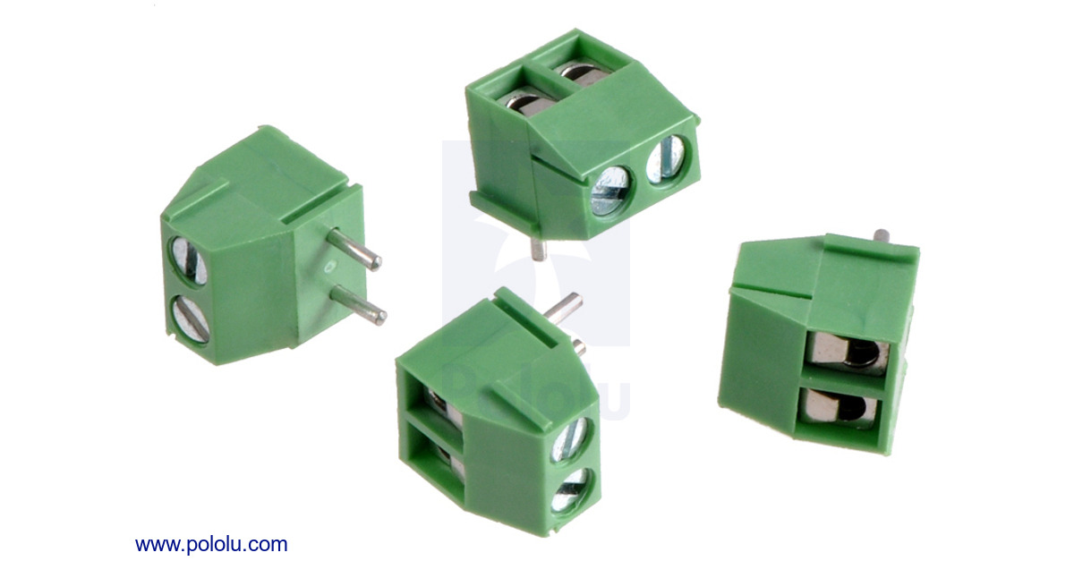 Pololu - Screw Terminal Block: 2-Pin, 3.5 mm Pitch, Top Entry (4-Pack)