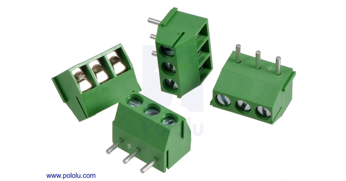 Pololu - Screw Terminal Block: 3-Pin, 3.5 mm Pitch, Top Entry (4-Pack)