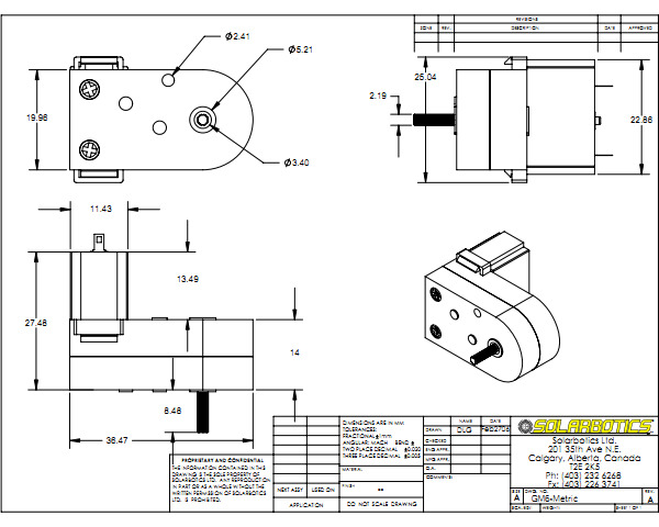 Pololu - Solarbotics GM6 120:1 Mini Gear Motor Offset Output