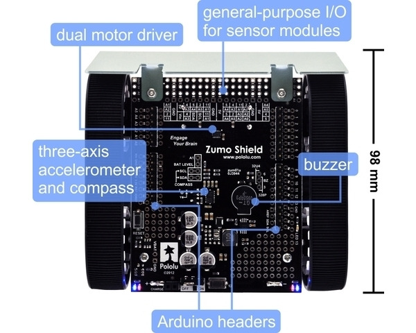 Pololu - Zumo Robot for Arduino (Assembled with 75:1 HP Motors)