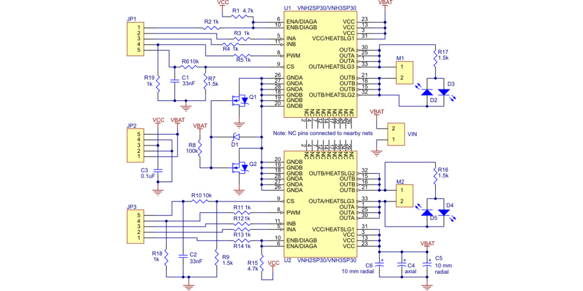 Pololu - Schematic of the Pololu Dual High Current Motor Driver Carrier