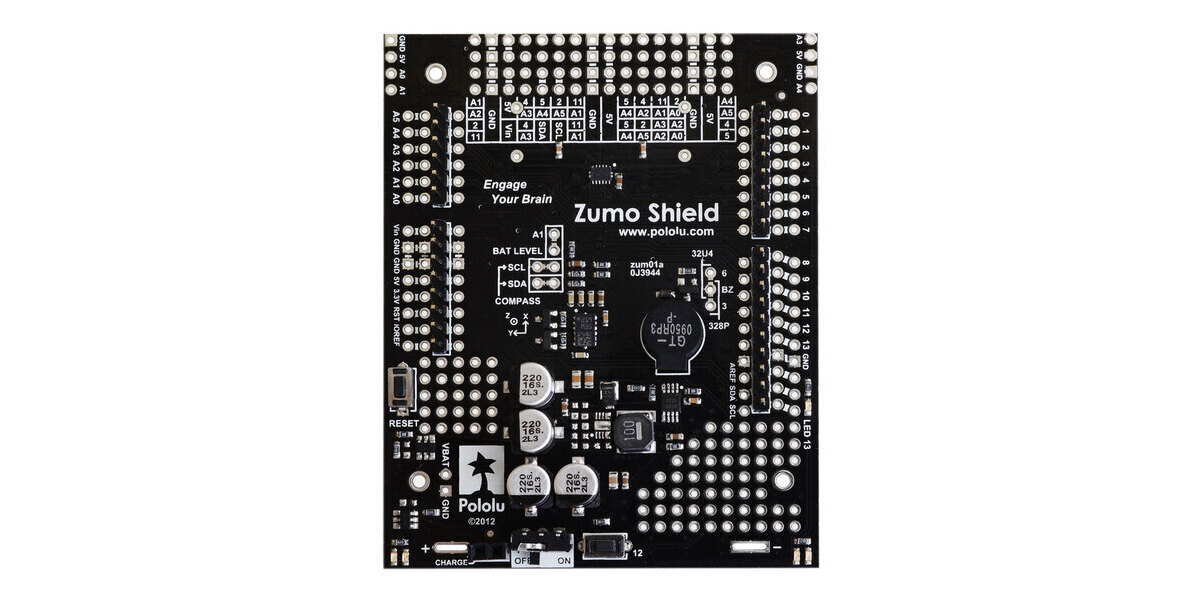 Pololu - Zumo Shield for Arduino, assembled top view.