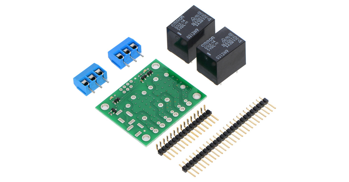 Pololu Basic 2-Channel SPDT Relay Carrier with 5VDC Relays, Terminal ...