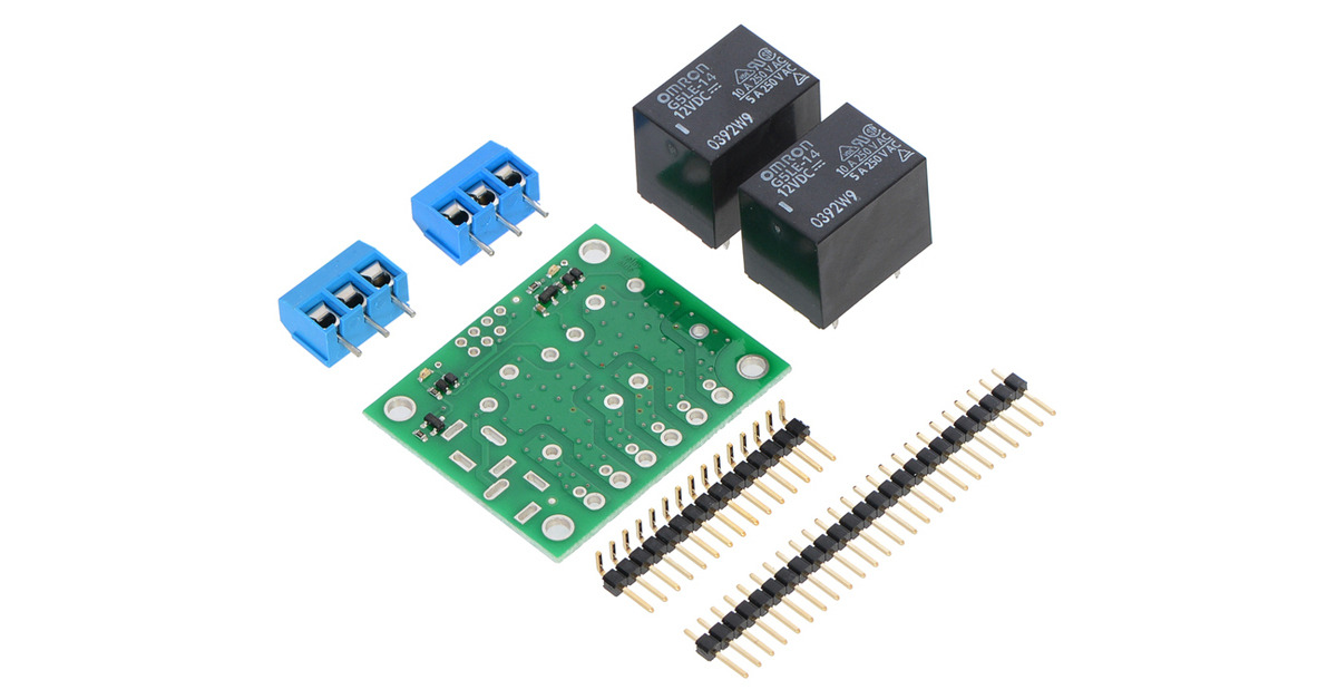 Pololu Basic 2-Channel SPDT Relay Carrier with 12VDC Relays (Partial Kit)