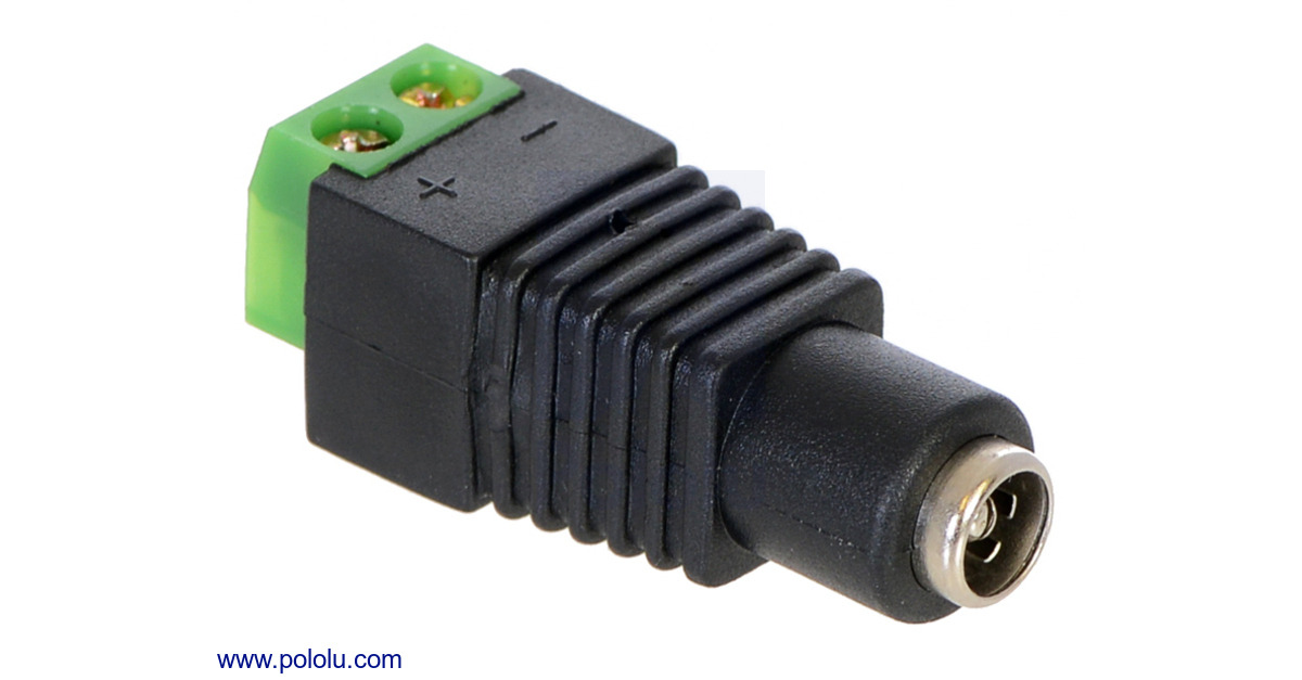 Pololu - DC Barrel Jack to 2-Pin Terminal Block Adapter