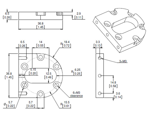 Pololu Machined Aluminum Bracket for 37D mm Metal Gearmotors
