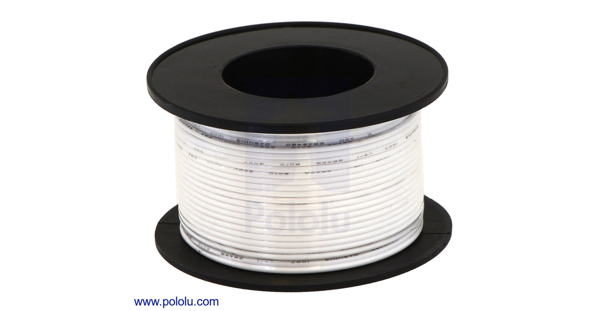 Pololu - Stranded Wire: White, 22 AWG, 50 Feet