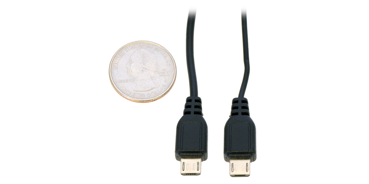 Pololu - USB A to Micro-B cable size comparison: standard cable (#1939 ...