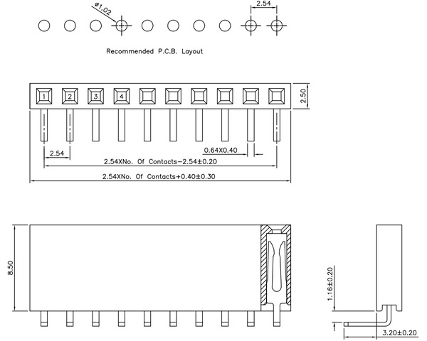 Pololu - 0.100" (2.54 mm) Female Header: 1x2-Pin, Right-Angle