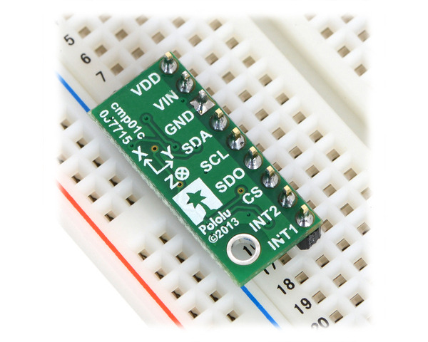 Pololu - LSM303D 3D Compass and Accelerometer Carrier with Voltage ...