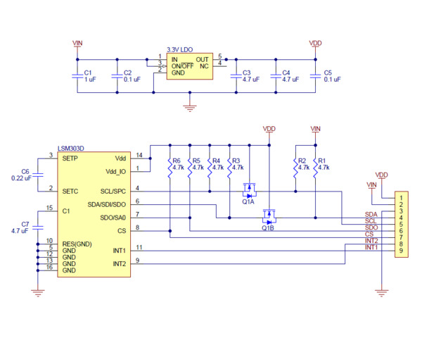Pololu - LSM303D 3D Compass and Accelerometer Carrier with Voltage ...