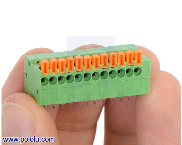 Pololu - Screwless Terminal Block: 2-Pin, 0.1″ Pitch, Side Entry (3-Pack)