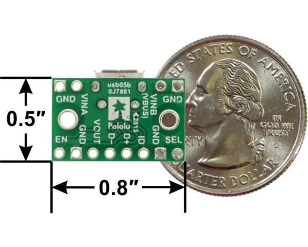 Pololu - FPF1320 Power Multiplexer Carrier with USB Micro-B Connector