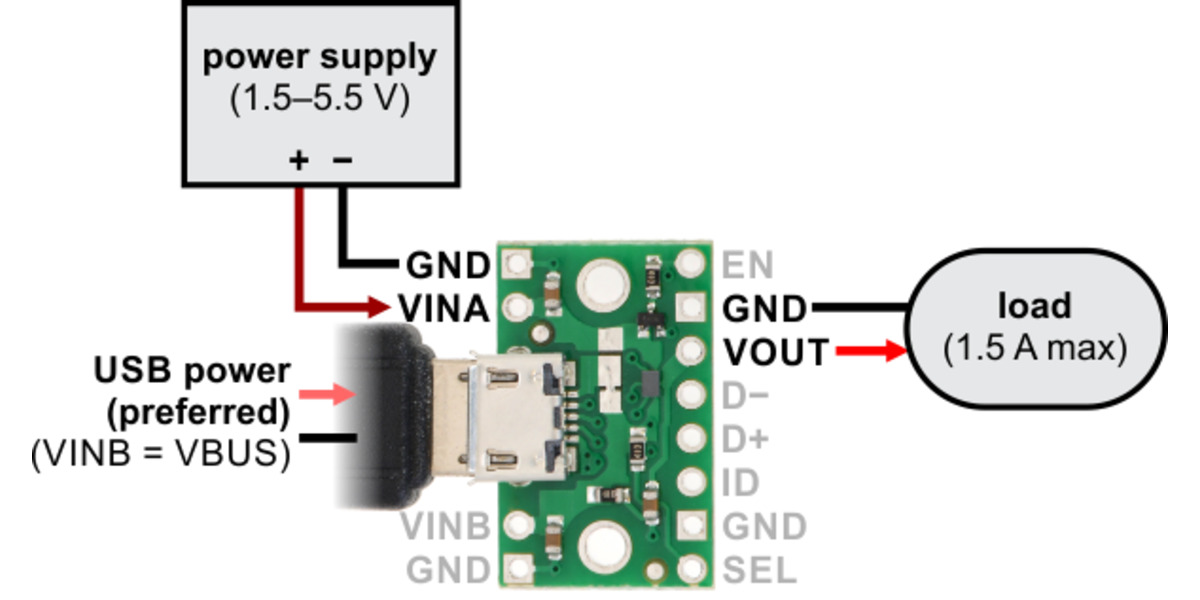 Pololu - Typical connection diagram for using the FPF1320 power ...