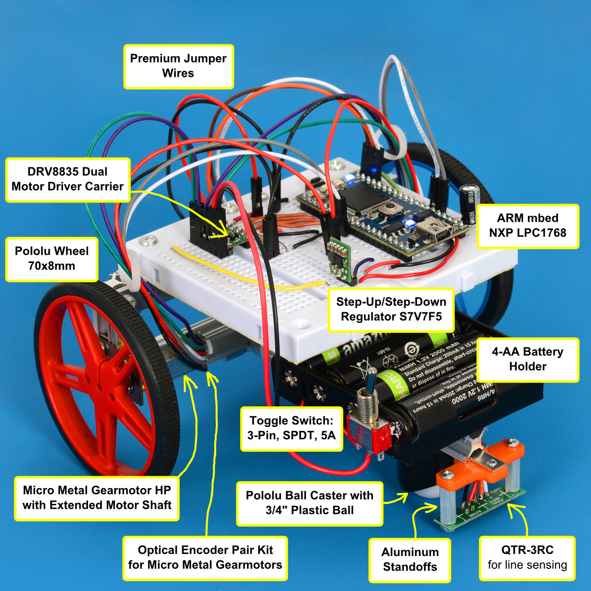 Pololu - David and Fang's dead reckoning robot based on the mbed LPC1768