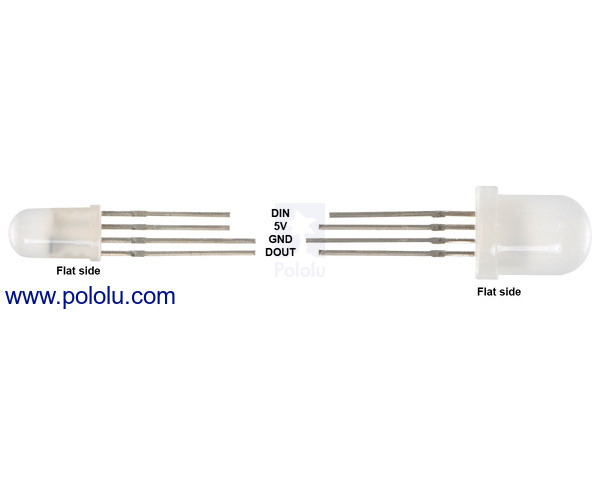 Pololu - Addressable Through-Hole 5mm RGB LED with Diffused Lens ...