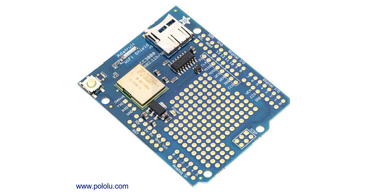 Pololu - Adafruit CC3000 Wi-Fi Shield for Arduino with Onboard Ceramic Antenna